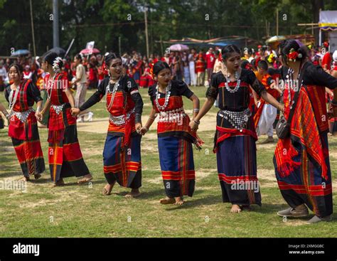 Chakma Women In Traditional Clothing Celebrating Biju Festival
