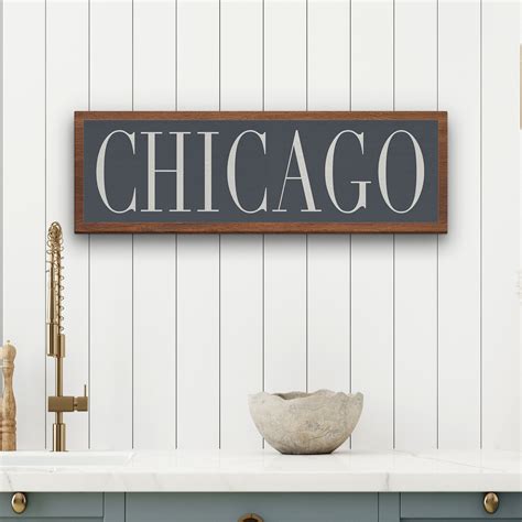 Chicago Sign Chicago Il Large Canvas Wall Decor Illinois Sign City