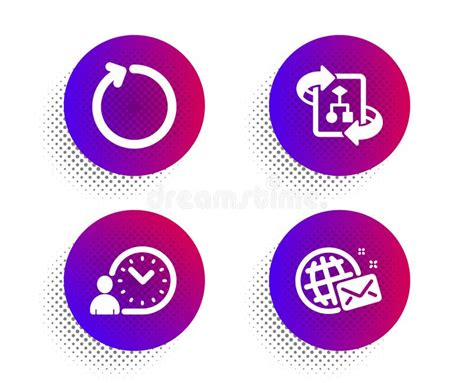 Technical Algorithm Time Management And Loop Icons Set World Mail Sign Project Doc Work Time