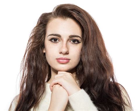 Portrait Of Young Beautiful Model With Freckles Stock Image Image Of
