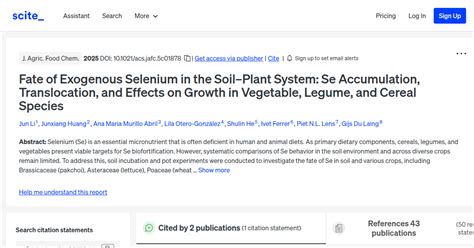Fate Of Exogenous Selenium In The Soilplant System Se Accumulation