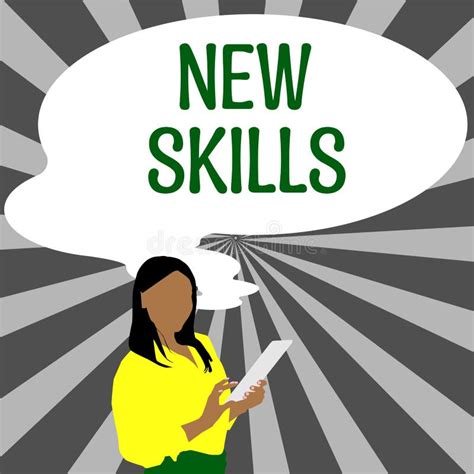 hand writing sign new skills internet concept recently acquired learned abilities knowledge