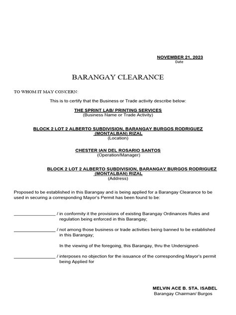 Business Permit The Sprint Lab Pdf