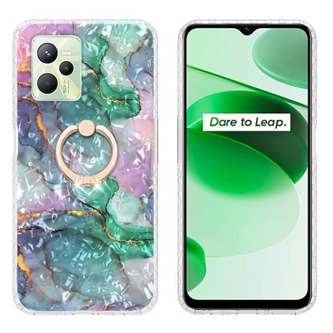 For Realme C35 Ring Holder 20mm Airbag Tpu Phone Case Ink Green