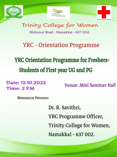 Yrc Activities For The Month Of October 2022 Trinity College For Women