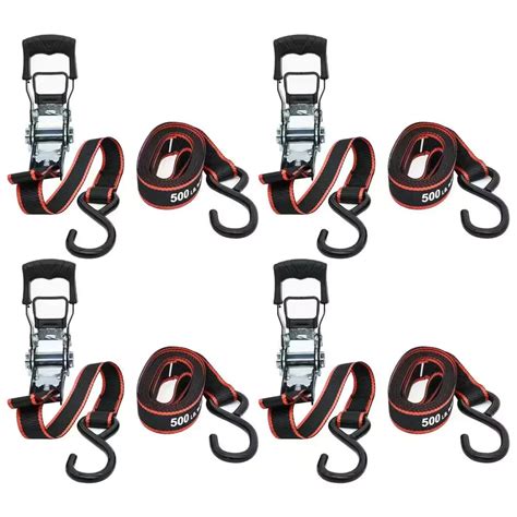 Husky 12 Ft X 1 In Ratchet Tie Down Straps With S Hook 4 Pack Ebay