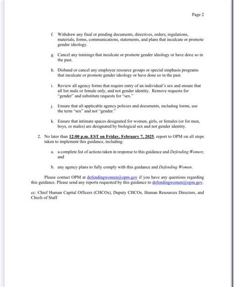 Opm Memo Steps To End Federal Funding Of Gender Ideology Starrs