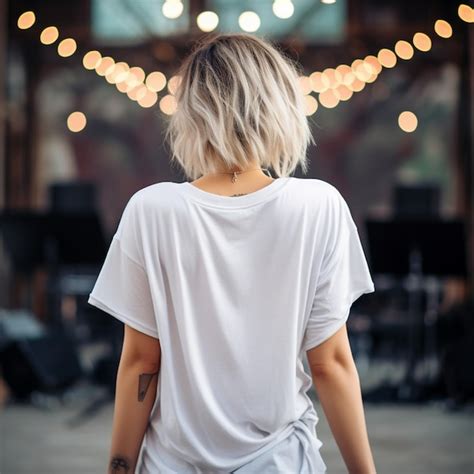 Premium Ai Image Girl Model Wearing White Oversize T Shirt Music
