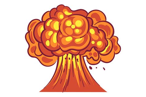 Atomic Bomb Explosion Cartoon Fire Blas Graphic By Yummybuum · Creative Fabrica