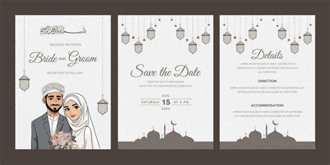 Vector Muslim Invitation Card Muslim Wedding Cards Vectors Download