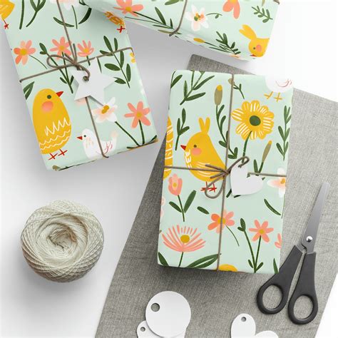 Easter Wrapping Paper Yellow Chicks T Wrap Springtime Wrapping