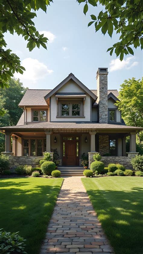 Modern Looking Upper Middle Class Home In The Suburbs Stock Illustration Illustration Of Lawn