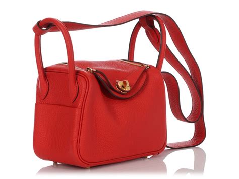 Hermès Rouge Tomate Clemence Mini Lindy 20 Gold Hardware 2020