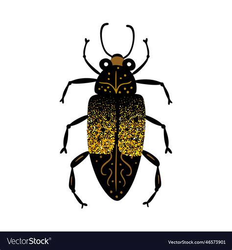 Black And Gold Glitter Bug Beetle Celestial Vector Image