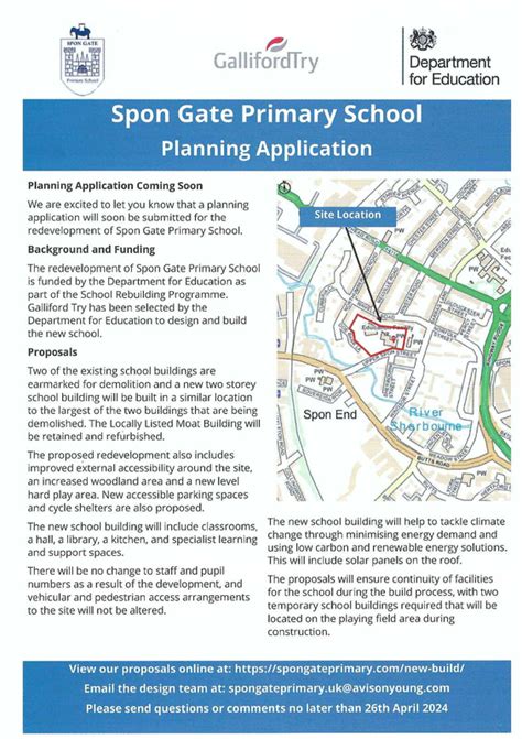 Planning Application Spon Gate Primary School Compass Spon Street Management Ltd