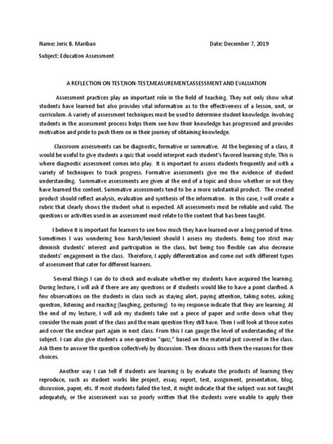 Jeric B Maribao Pdf Educational Assessment Learning