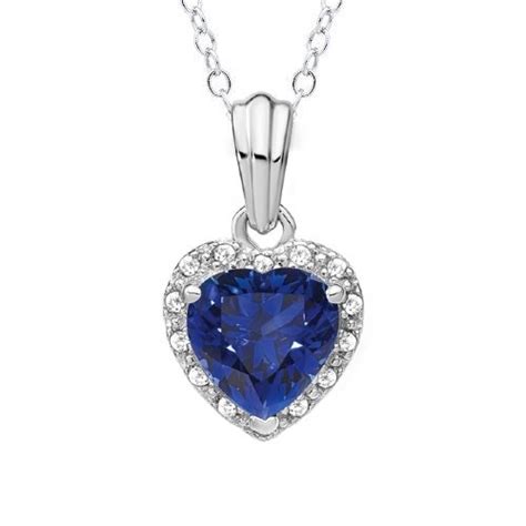 Genuine Sapphire And Diamond Heart Pendant Necklace