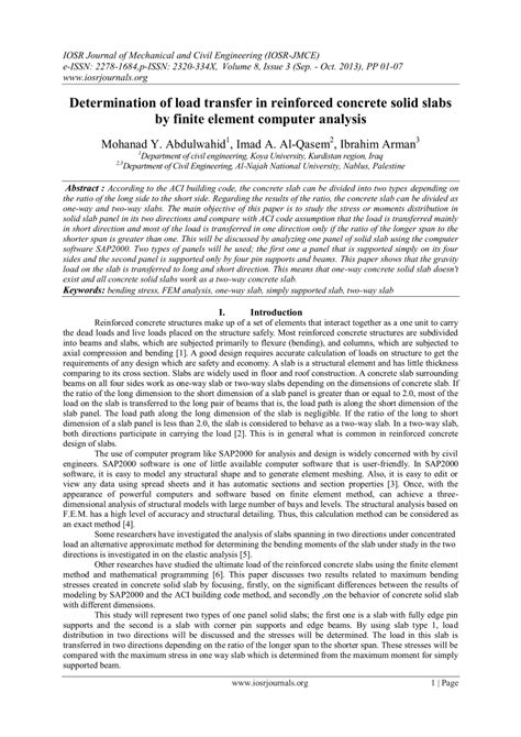 Pdf Determination Of Load Transfer In Reinforced Concrete Solid Slabs By Finite Element