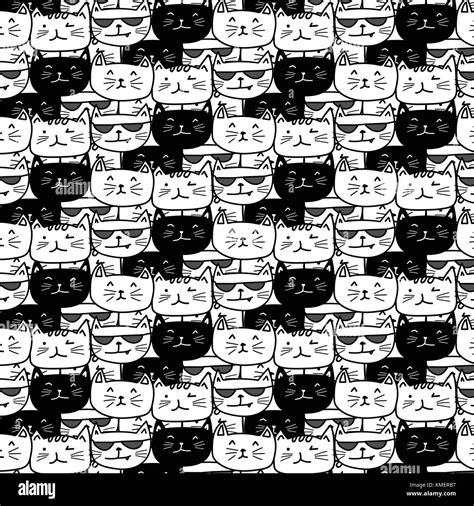 Hand Drawn Cats Vector Pattern Doodle Art Stock Vector Image And Art Alamy