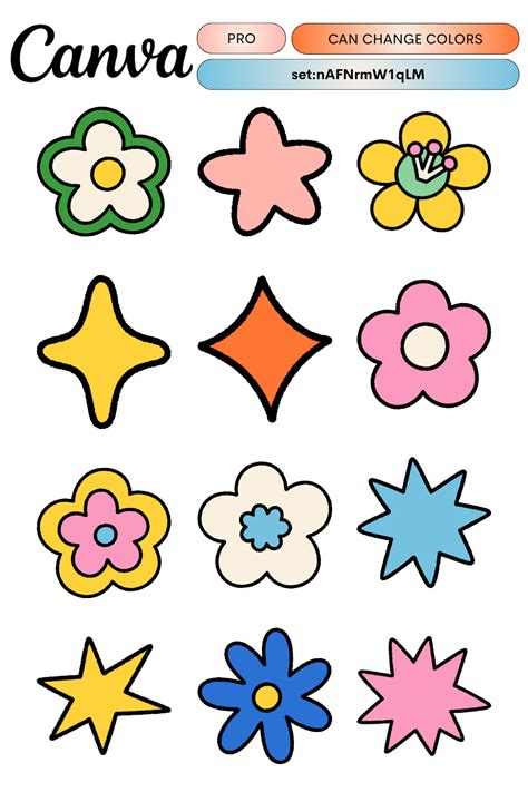 Canva Elements Canva Elements Keyword Groovy Kawaii Flower