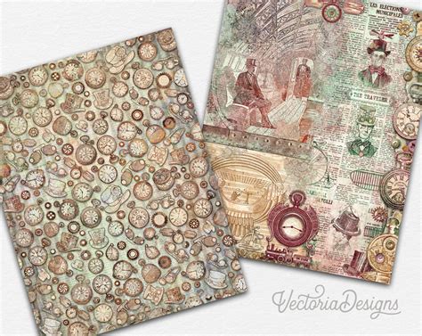 Sir Steampunk Paper Pack Steampunk Paper Pack Digital Paper Etsy