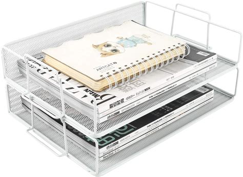 Easypag 2 Tier A4 Mesh In Trays Stackable Office Desk Tidy File Holder