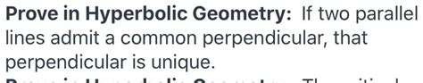 Solved Prove In Hyperbolic Geometry If Two Parallel Lines