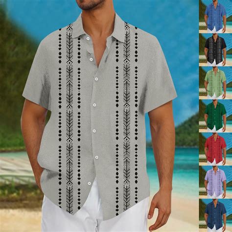 Cllios Mens Casual Linen Shirts Short Sleeve Button Down Shirt Summer