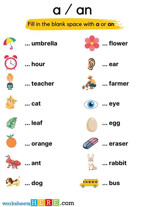 Articles A And An Worksheets Free Printable For Beginner English Esl Articles Wor In 2025