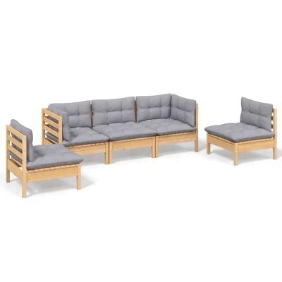 Vidaxl Solid Pinewood Patio Lounge Set With Cushions Multi Colors Target