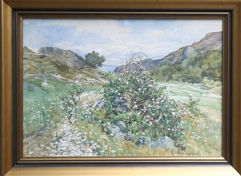 Anna Gardell Ericson Snår Med Blommande Nyponros Akvarell Signerad Konst Måleri Auctionet