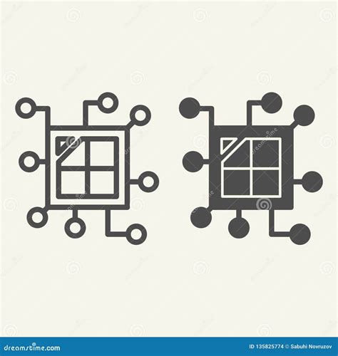 Cpu Chip Line And Glyph Icon Processor Vector Illustration Isolated On White Stock Vector