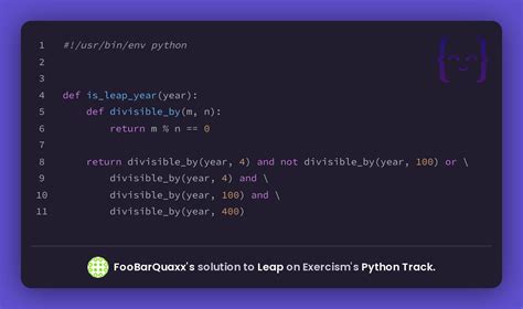 Foobarquaxxs Solution For Leap In Python On Exercism