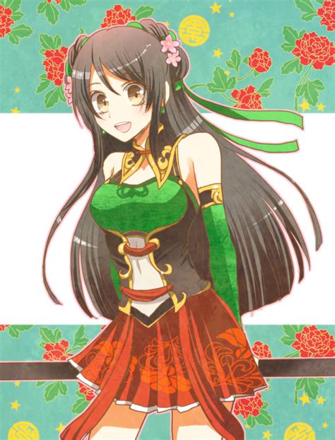 Safebooru 1girl Arms Behind Back Bare Shoulders Black Hair Brown Eyes