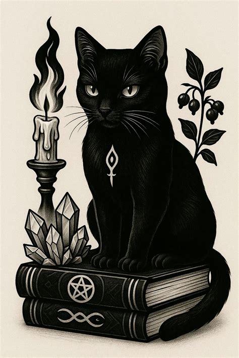 Gothic Cat In 2025 Black Cat Tattoos Black Cat Art Goth Tattoo