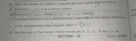 8 Write The Formula For Mode Of A Grouped Data And Explain Each Term Of