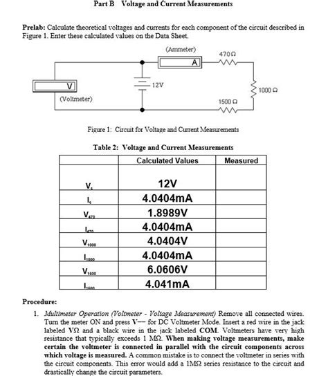 solved part b voltage and current merrements prolab