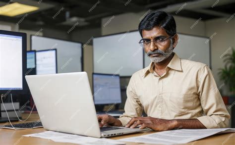 Premium Ai Image Indian Programmer Hindu Software Engineer Wearing Glasses Develop
