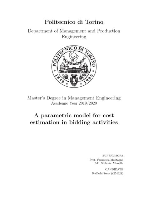 A Parametric Model For Cost Estimation In Bidding Activities Pdf Supply Chain Business Process