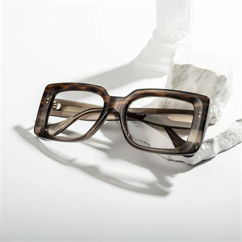 Gray Striped Thick Oversized Square Eyeglasses Bahia