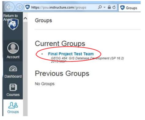 Canvas Team Workspace Instructions GEOG GIS Database Development