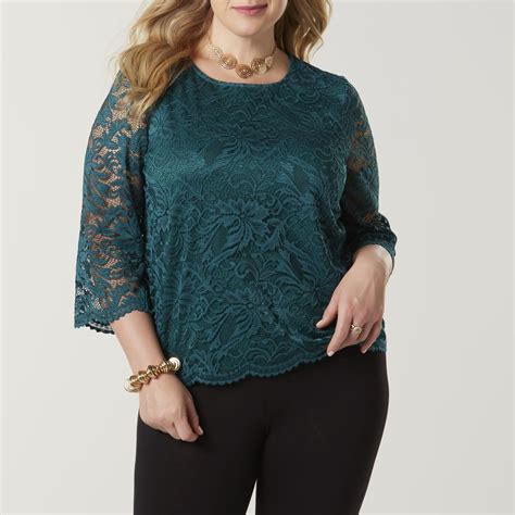 Simply Emma Womens Plus Lace Top