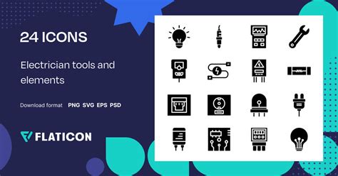 Electrician Tools And Elements Icon Pack Glyph 24 Svg Icons