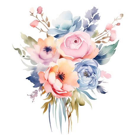 Premium Photo Watercolor Painting Of Pastel Color Bohemian Flower Bouquet