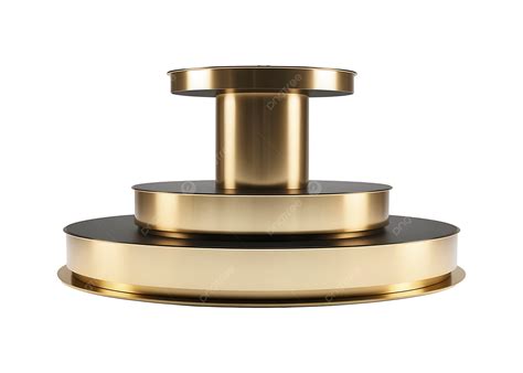 Golden Cylindrical Podium Minimalist Design Two Tiered Platform