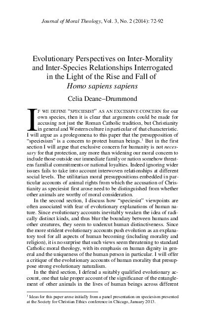 Pdf Evolutionary Perspectives On Inter Morality And Inter Species