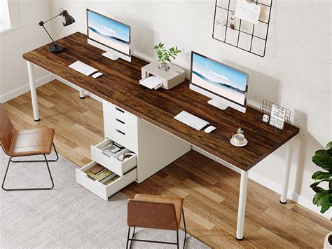 Tribesigns Two Person Computer Desk With 5 Drawers 78 7 Inches Extra