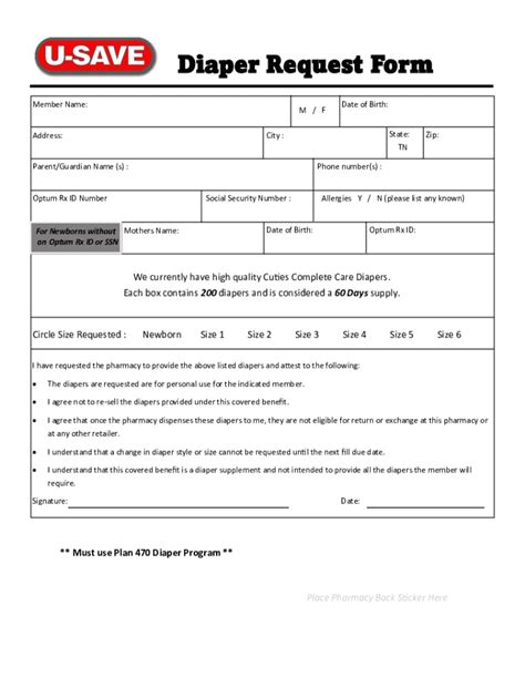 Fillable Online Diaper Request Form Fax Email Print Pdffiller