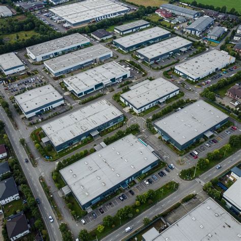 Aerial View Of An Industrial Estate Featuring Multiple Large