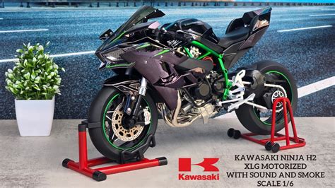 Hd Miniature Realistic Kawasaki Ninja H2 Motorized 1 6 Xlg Diecast Bike Model Youtube